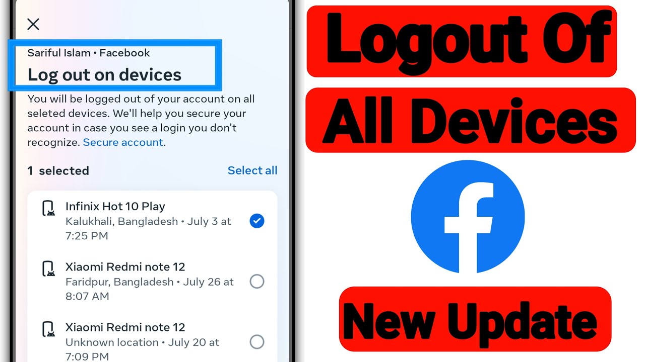 How To Logout Facebook Account On All Devices | New Setting Update ...