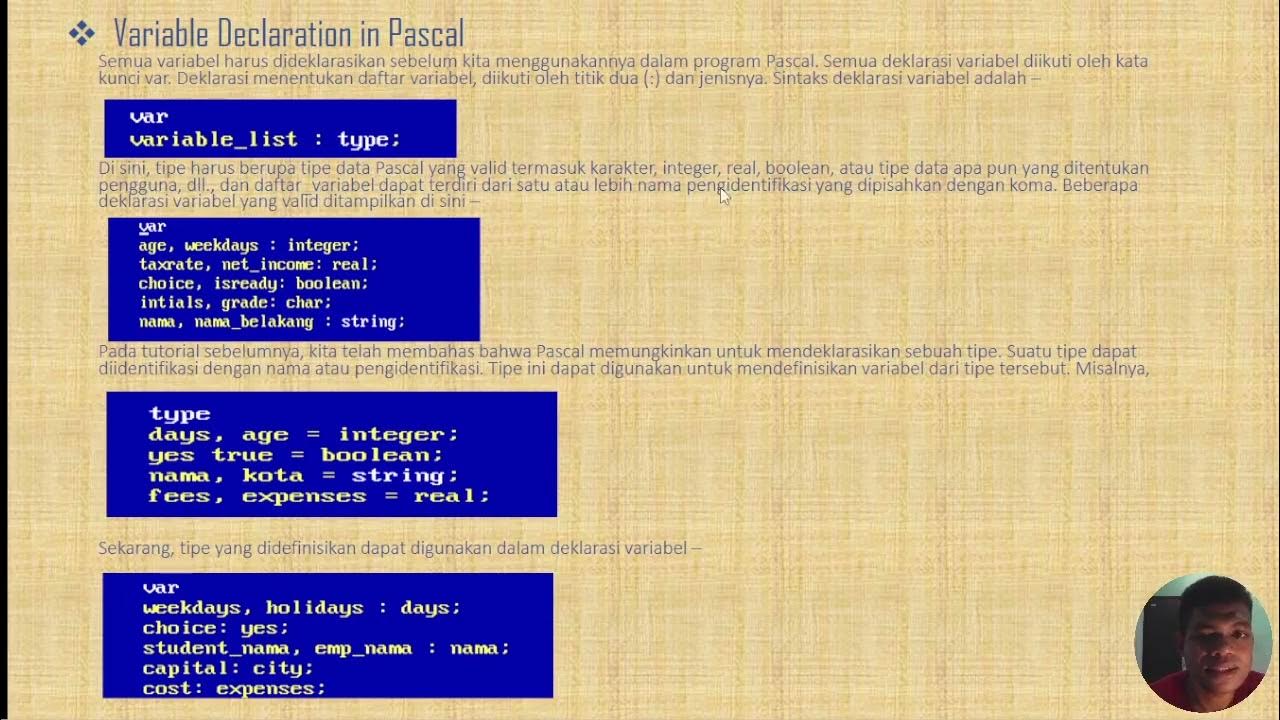 PASCAL - VARIABLE TYPES - YouTube
