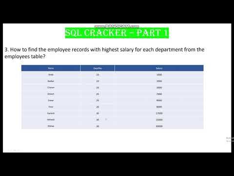 SQL Interview PART 1 - 3 | How to find the highest salary for each department from employee ...