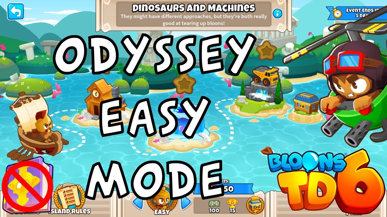 BTD6 | Odyssey Easy Mode | Dinosaurs And Machines | No Hero No MK No Powers Used Guide ...
