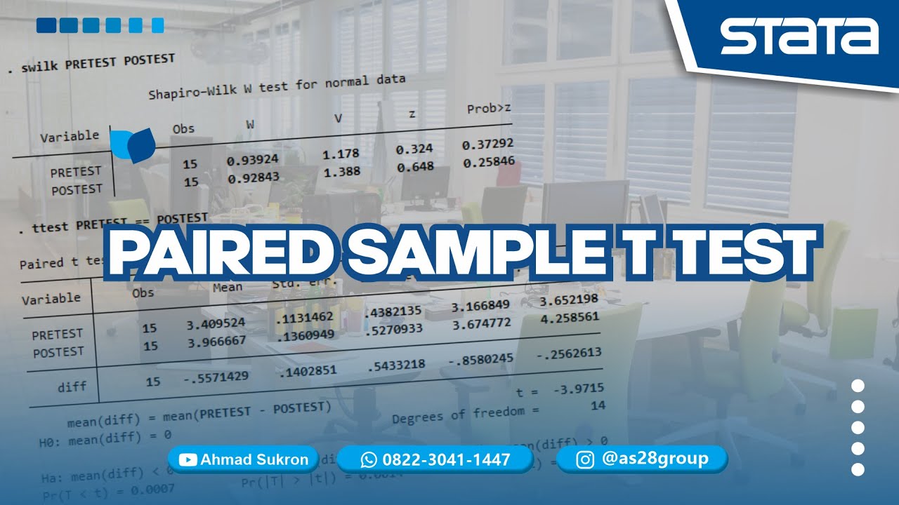 UJI PAIRED SAMPLE T TEST STATA ️ UJI BEDA DUA KELOMPOK BERPASANGAN ...