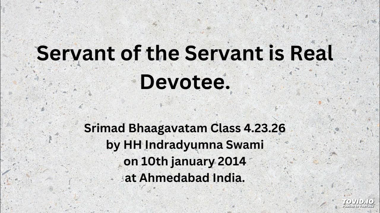 Servant of the Servant is the Real Devotee. HH Indradyumna Swami. - YouTube