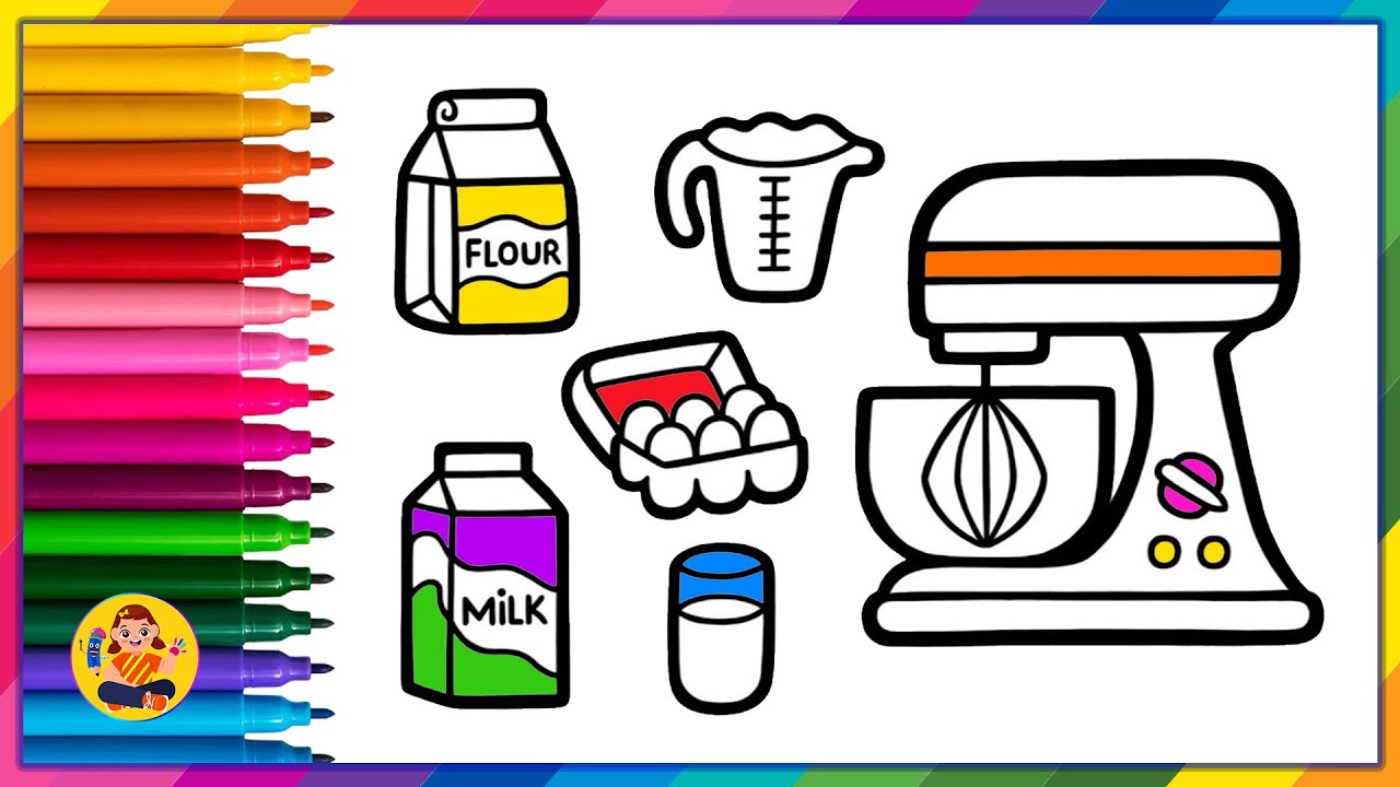 How to draw Dough Mixer for kids & toddlers | Drawing For Kids🧁 - YouTube