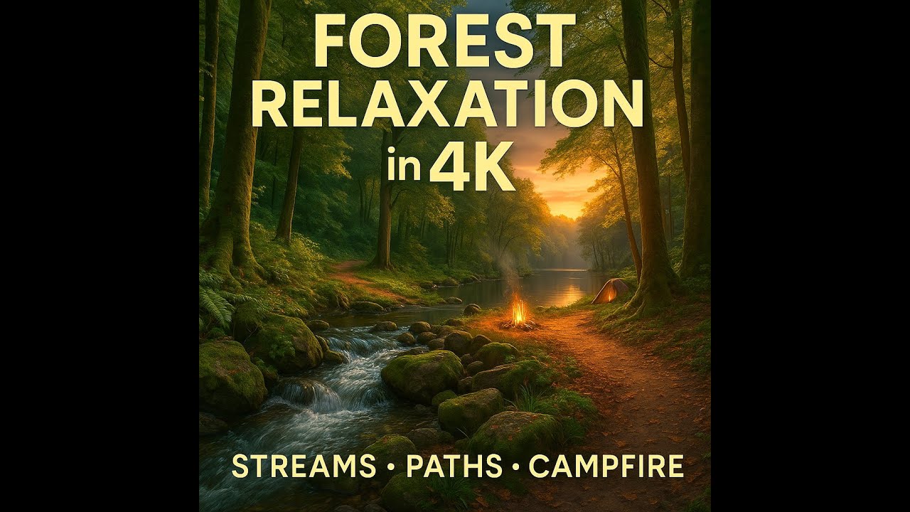 Forest Relaxation in 4K 🌲 | Streams, Paths & Campfire by the Lake ...