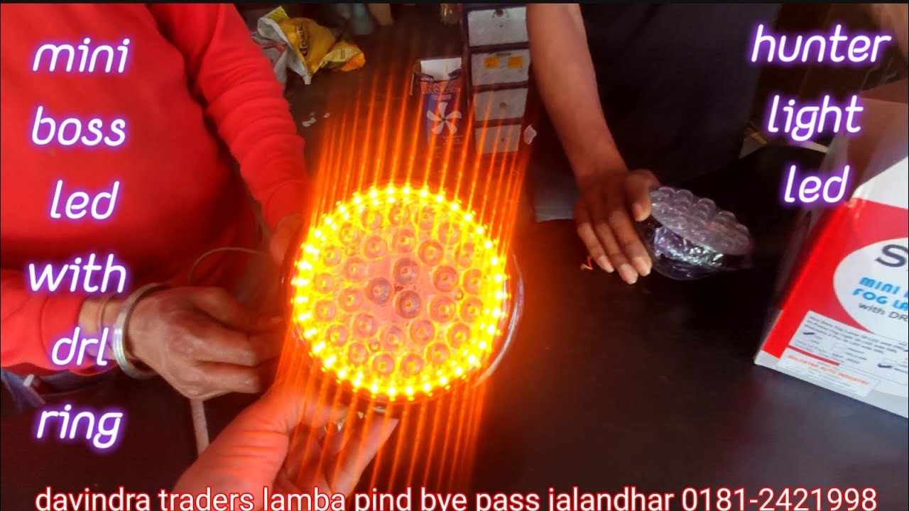 mini boss led with drl ring light and hunter light led - YouTube
