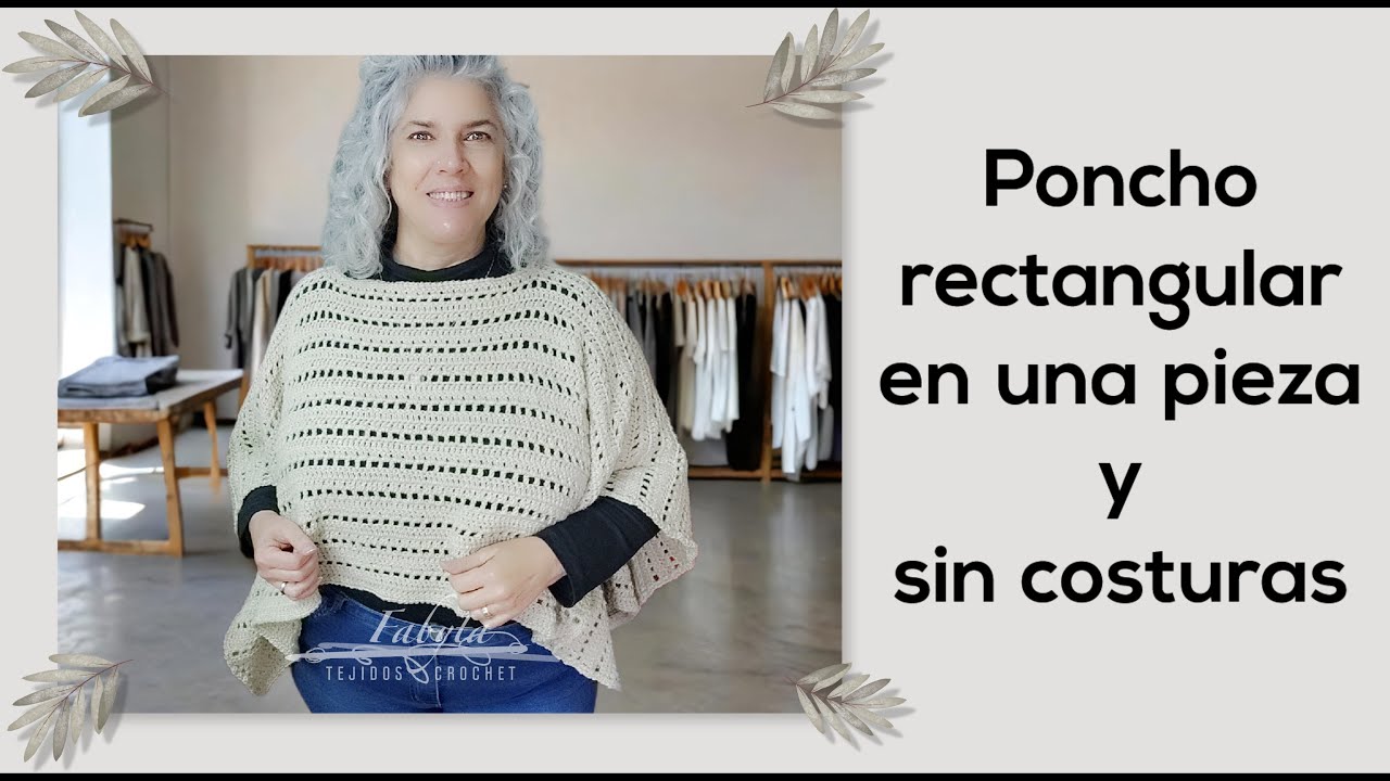 Poncho rectangular en crochet, sin costuras y en una pieza, para todas ...