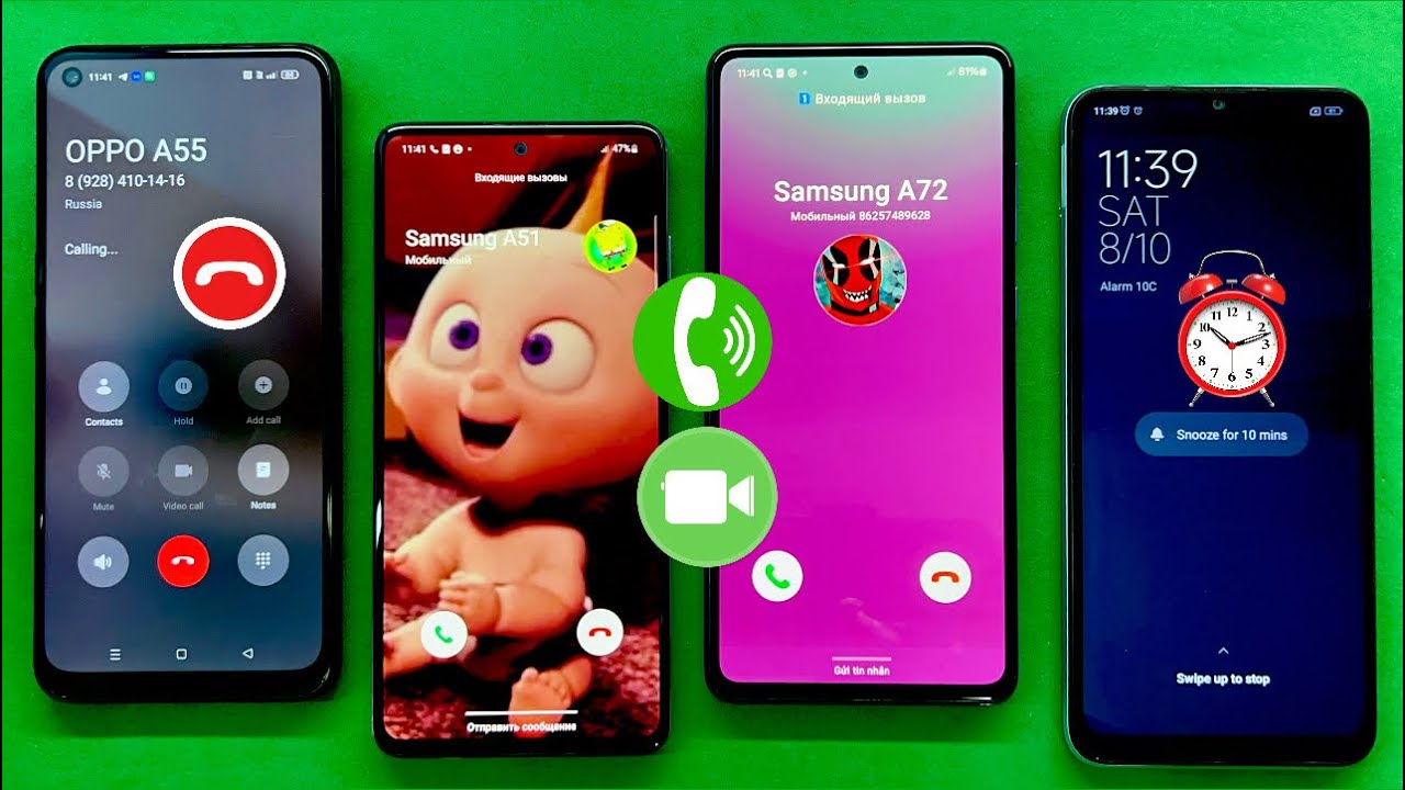 Outgoing + Incoming Call + FAKE CALL + Alarm Clock ⏰ OPPO A55 Samsung ...