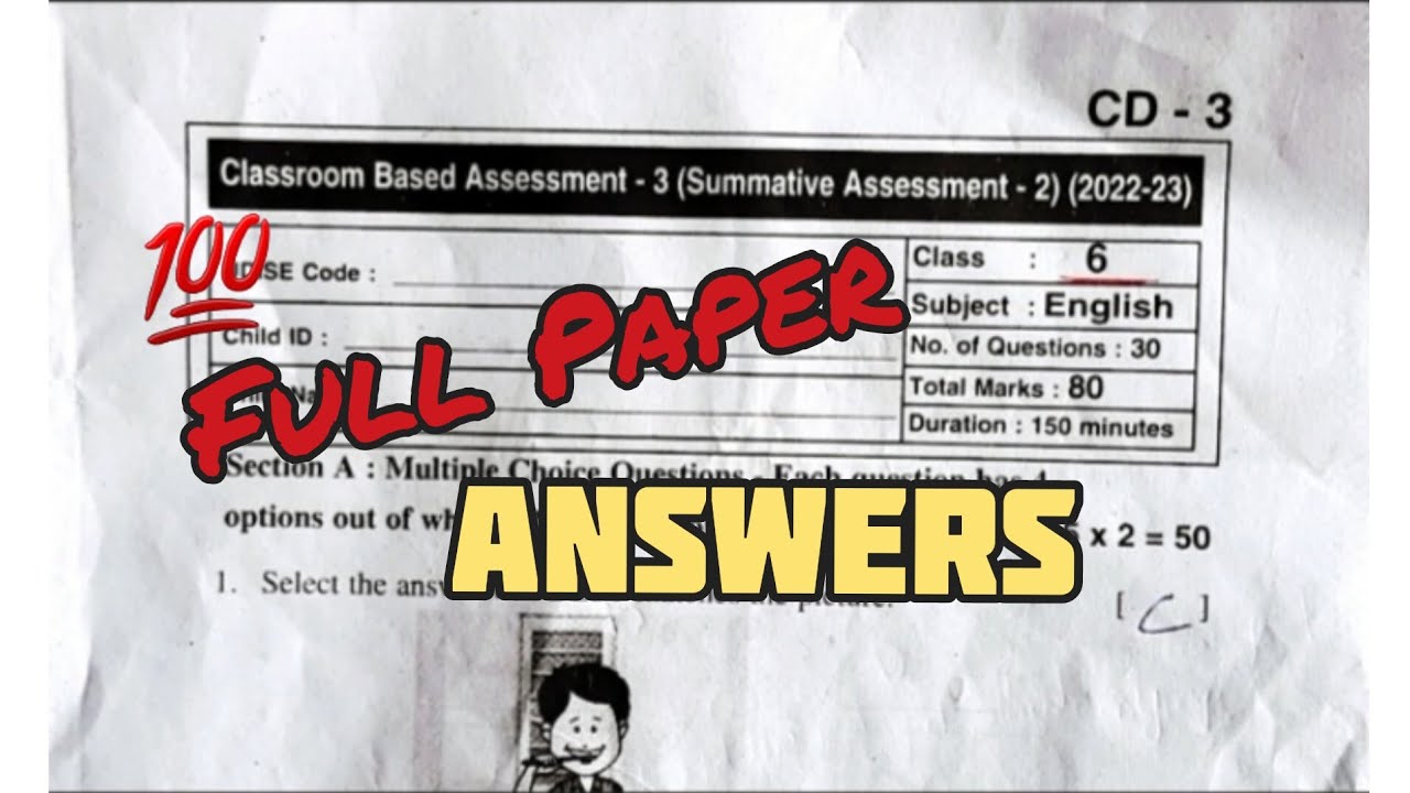 6th class sa2 cba-3 English question paper answers (full paper ) 🔑🔑 💯💯 ...