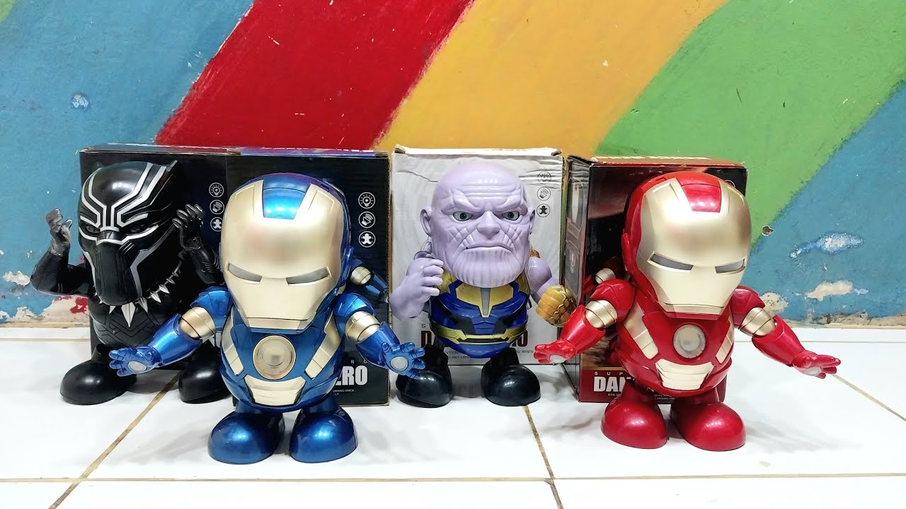 Unboxing Mainan Robot Dance,Robot Ironman Merah,Ironman Biru,Robot ...