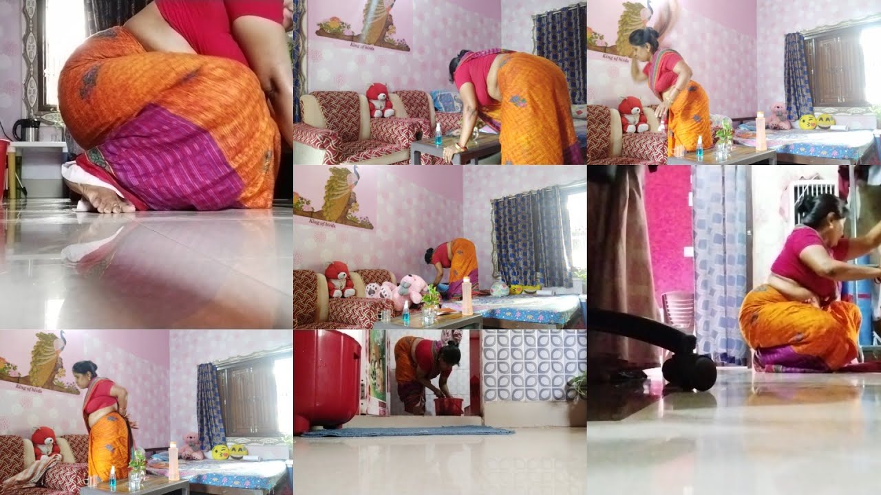 Saree vlog ️|| Floor cleaning || Clothe wash💕 house wife every day work ...