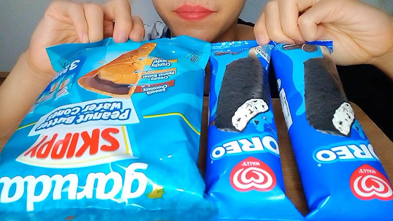 ASMR OREO SKIPPY PEANUT BUTTER CONE - YouTube