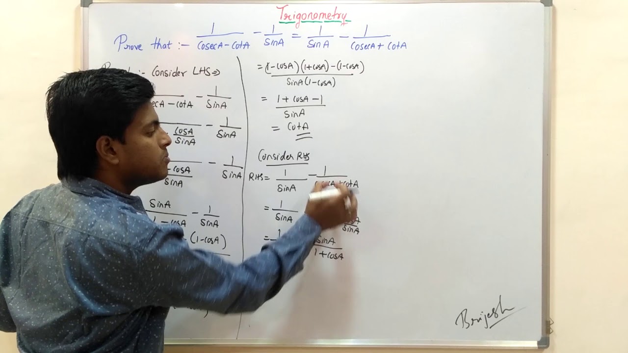 22 Trigonometry Prove That 1 Coseca Cota 1 Sin 1 Sina 1