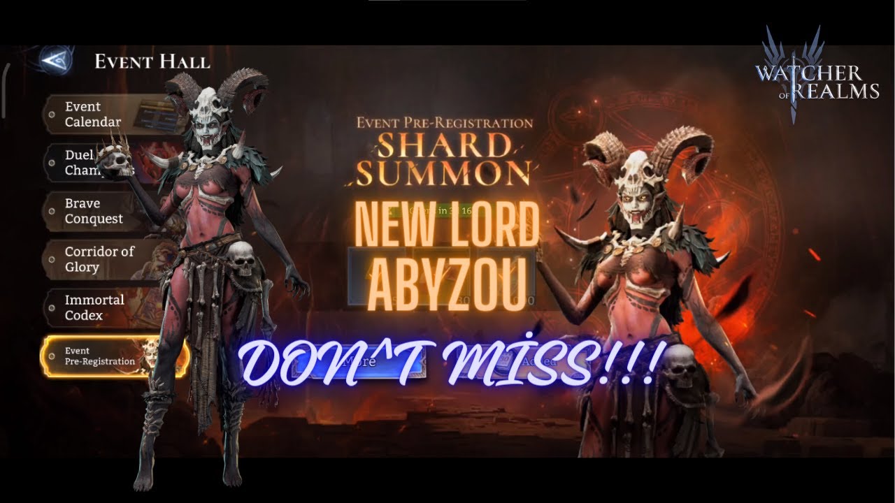 NEW EPIC LORD ABYZOU Shard Summon Event - Watcher of Realms - YouTube