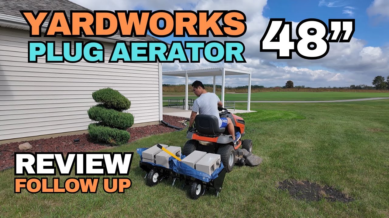 Yardworks 48" Tow Behind Plug Aerator Reciew | What I think After 1 ...