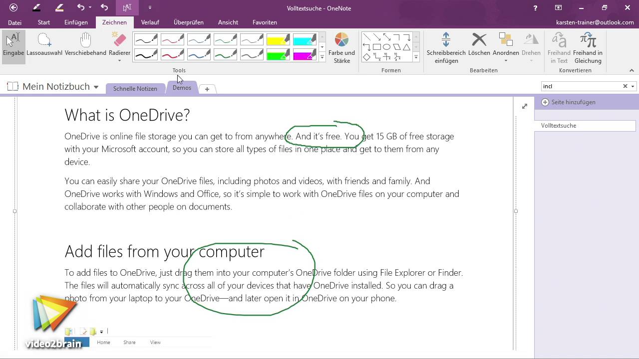 OneNote 2016 – Grundlagen Tutorial: Volltextsuche im Notizbuch nutzen |video2brain.com - YouTube