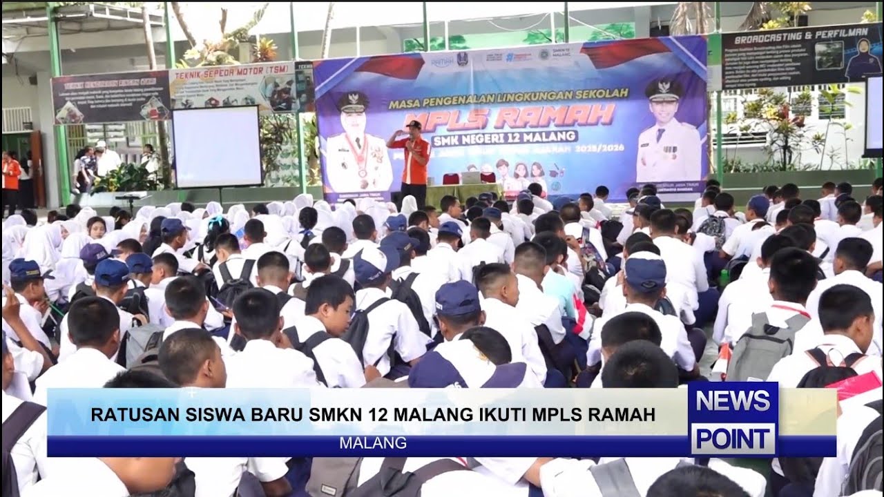 RATUSAN SISWA BARU SMKN 12 MALANG IKUTI MPLS RAMAH - NEWS POINT - YouTube