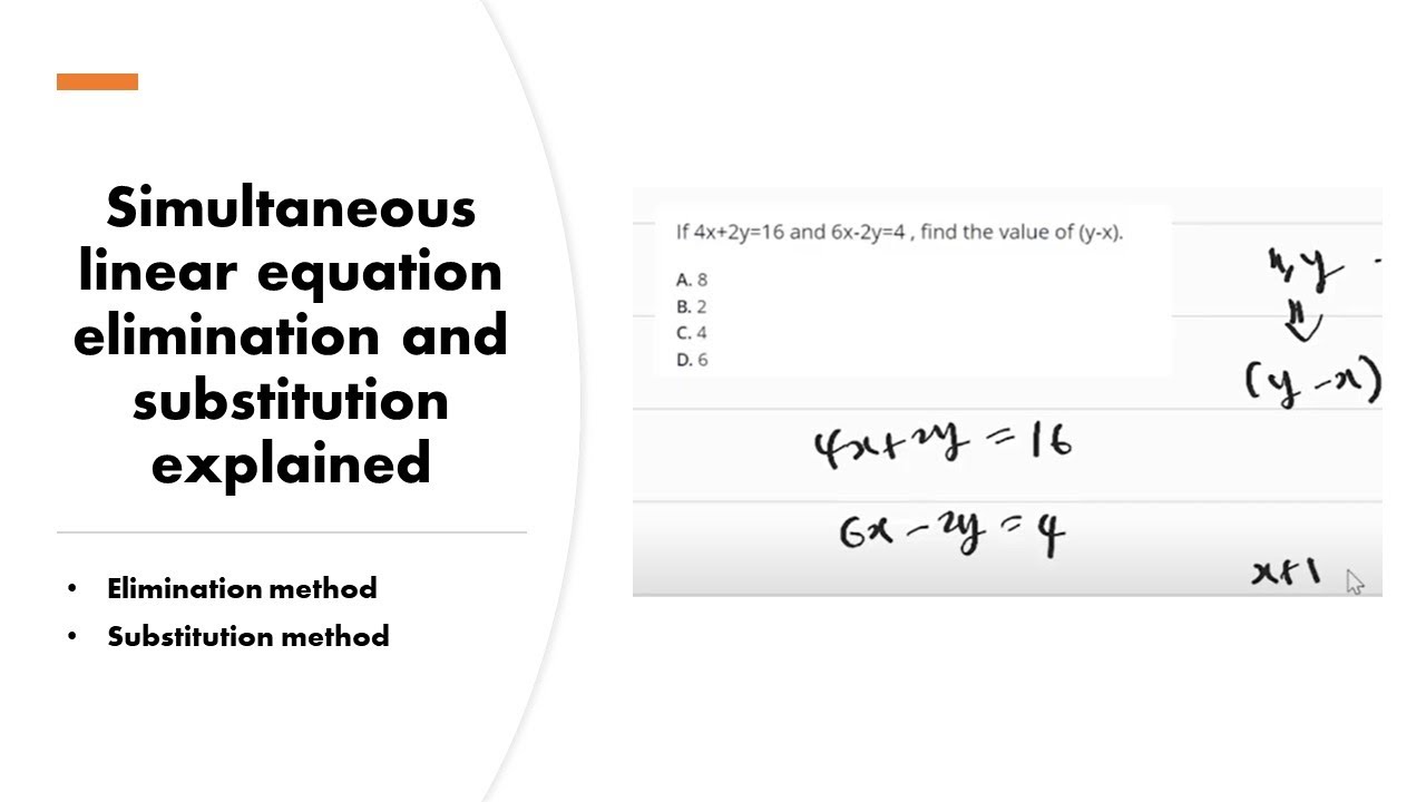 Simultaneous linear equation elimination and substitution method ...