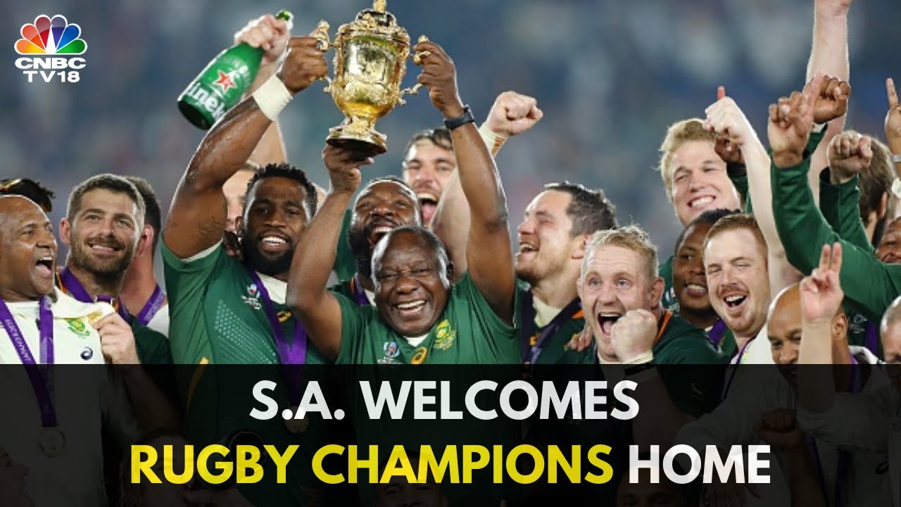 LIVE: South Africa Rugby Champions Get Warm Welcome | Cyril Ramaphosa ...