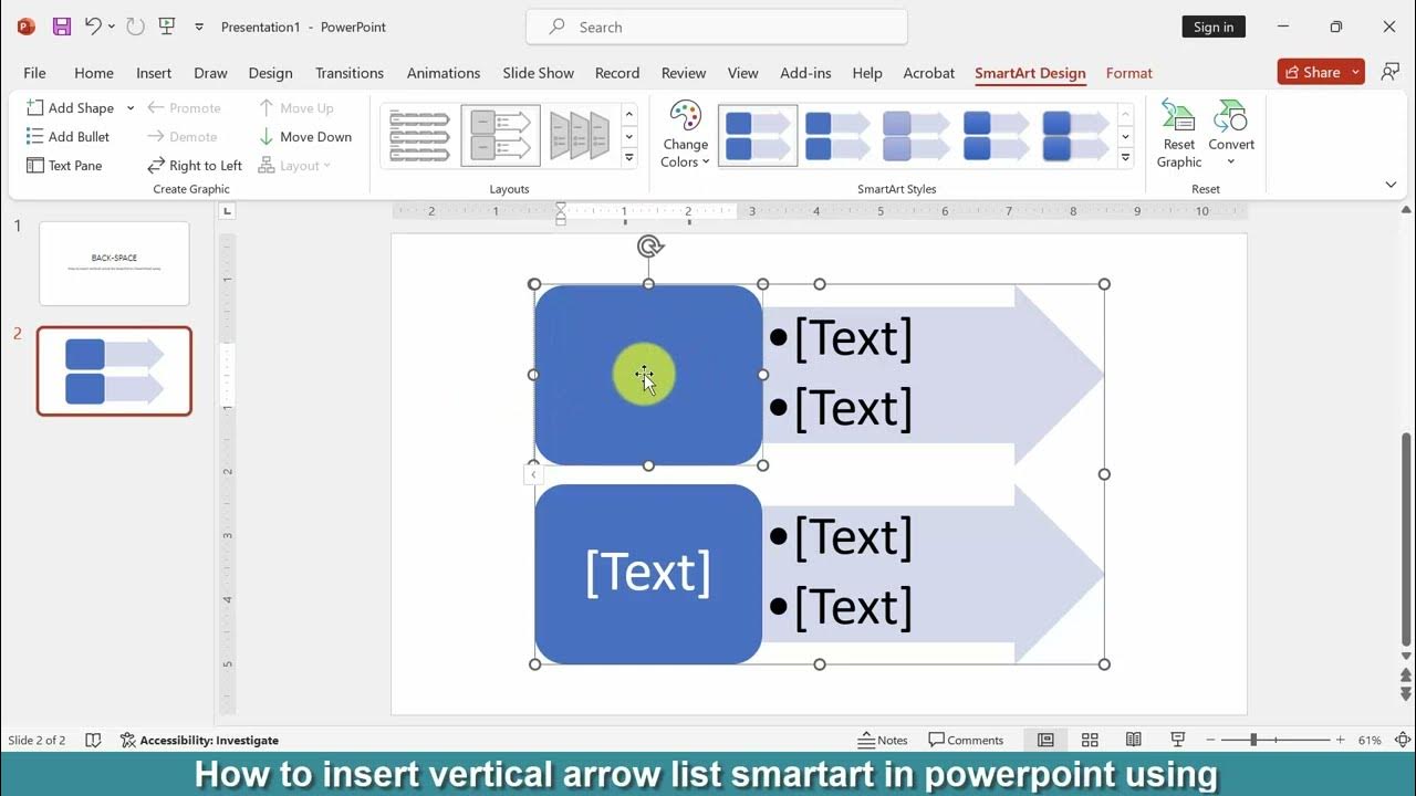 How to insert vertical arrow list SmartArt in PowerPoint using - YouTube