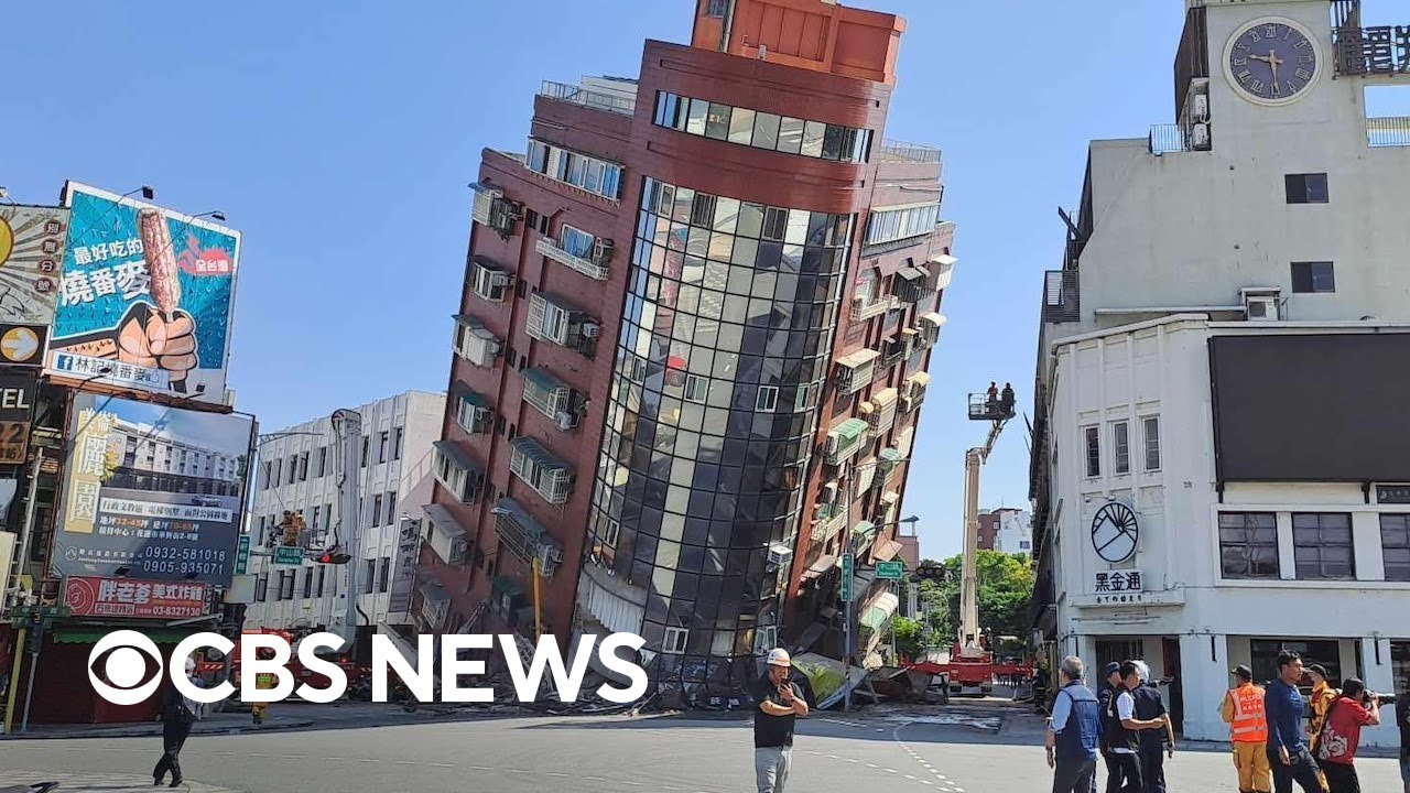 Videos show powerful Taiwan earthquake tipping buildings to side ...