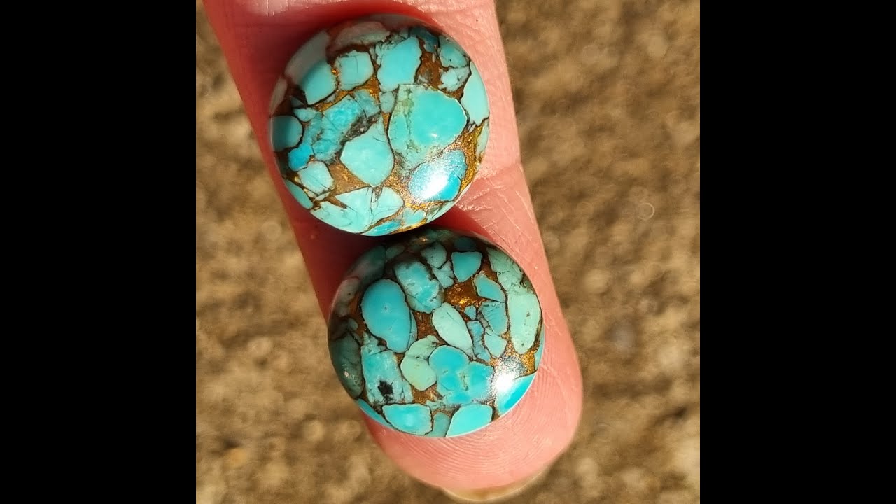 14mm Pair round Mojave Copper Turquoise from ShangrilaGems - YouTube