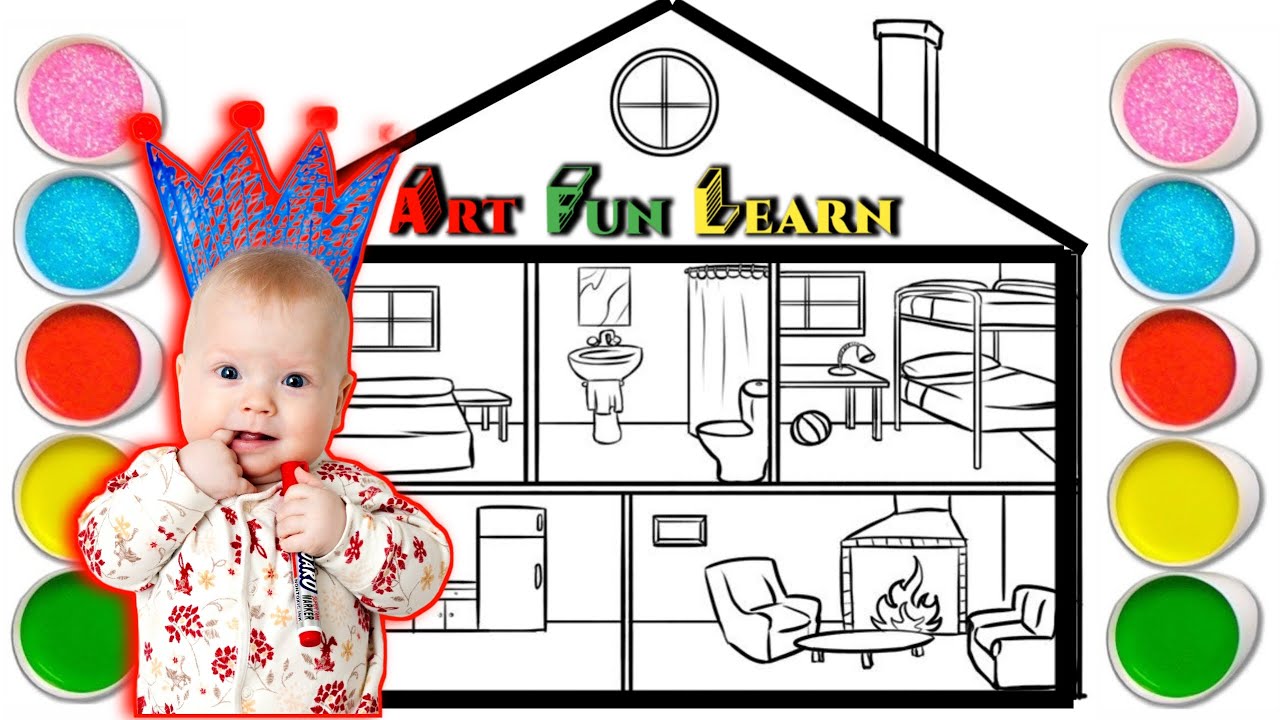 Miniature House Drawing, Painting and Coloring for Kids & Toddlers ...