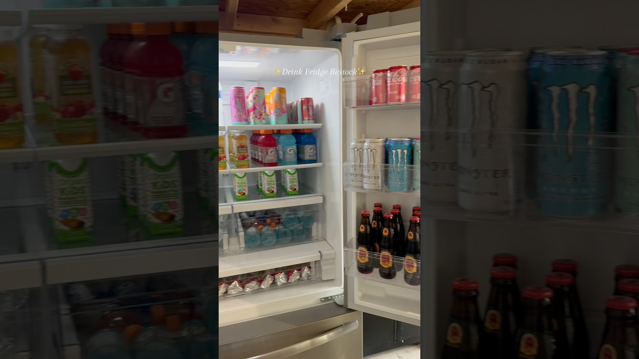KASH💰Has a DRINK REFRIGERATOR NOW #restock #fridgerestock #organized # ...