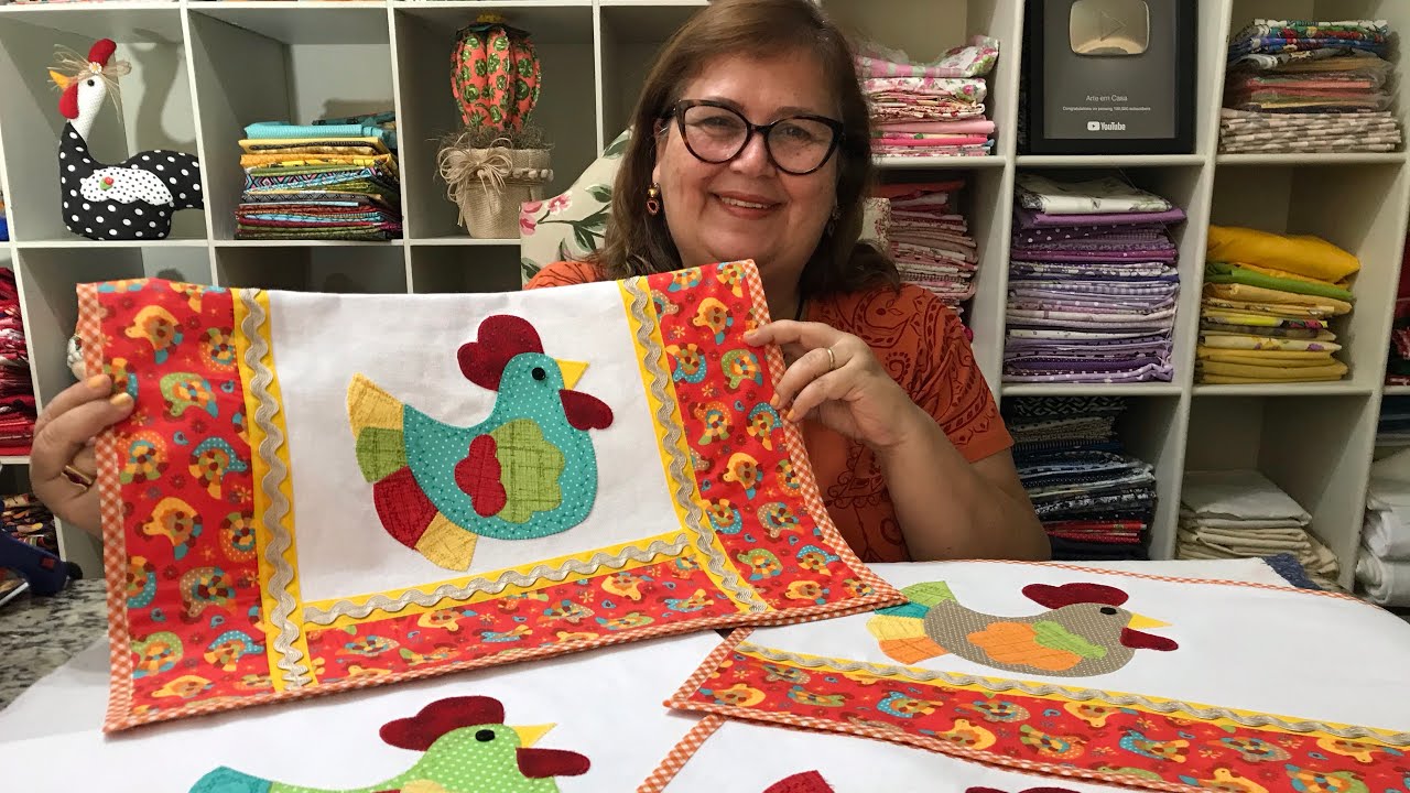 Como bordar em Patchapliquê!!! Galinhas Cocoricó!! - YouTube