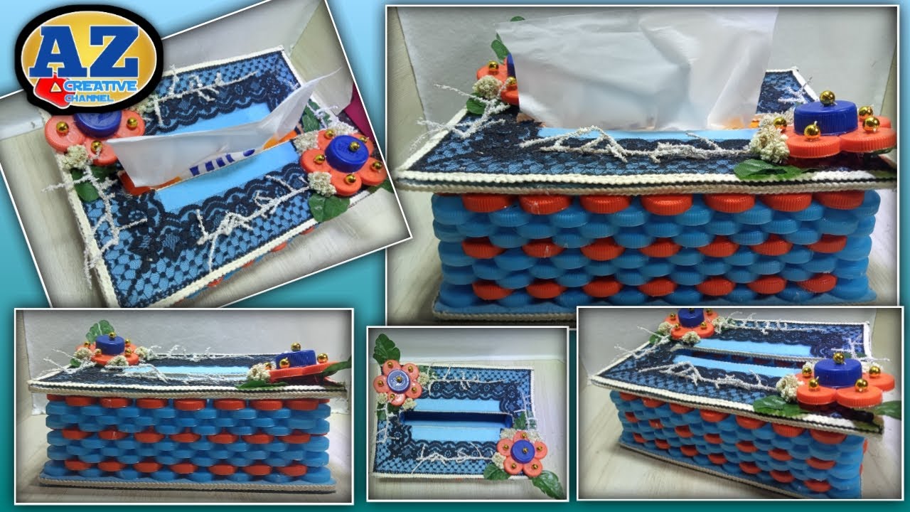 Cara membuat tempat tisu dari tutup botol bekas minuman | Tutorial membuat tempat tisu | daur ...