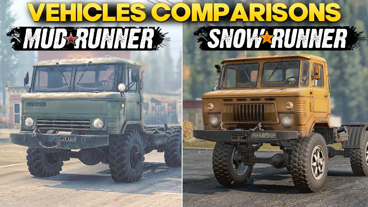 MudRunner Vehicles VS SnowRunner Vehicles Comparison with Overview Gameplay - YouTube