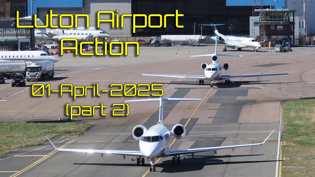 More aircraft action at Luton Airport; Airliners and Biz jets arriving ...