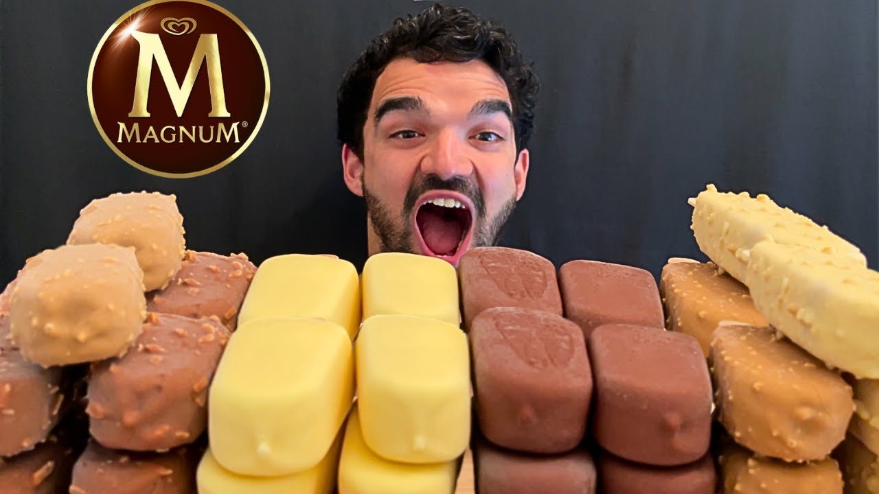 ASMR MUKBANG ICE CREAM DESSERT CHOCOLATE MAGNUM, ALMOND MAGNUM, WHITE ...
