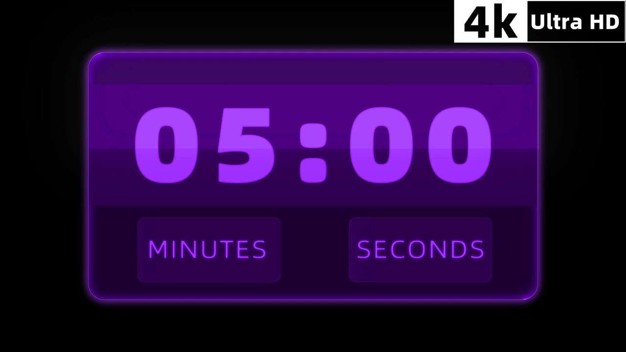 Timer 5 Minutes | Countdown Timer with Club Music | Futuristic Purple ...