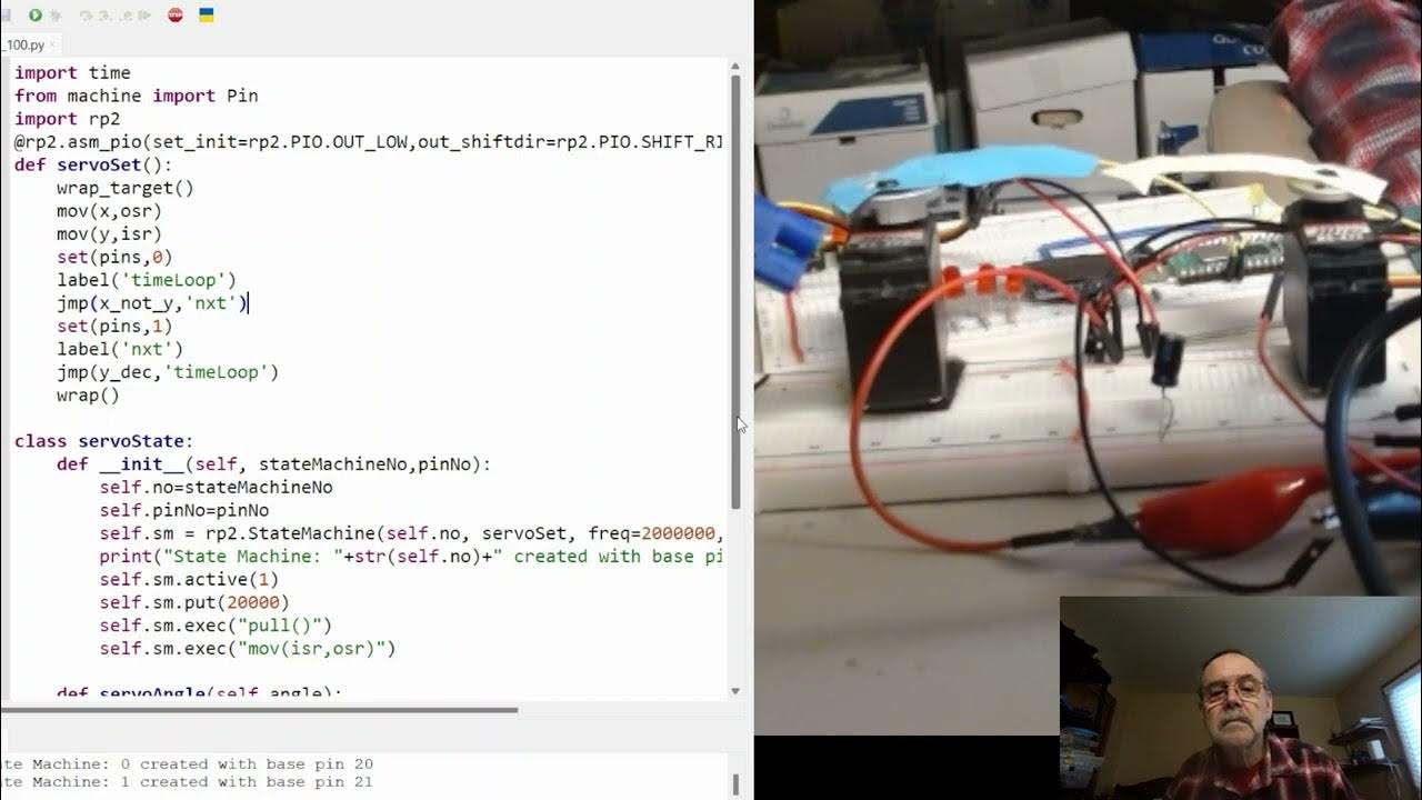 Paul Mcwhorter, Pico W, Lesson 100, Servo actuation using a Class - YouTube