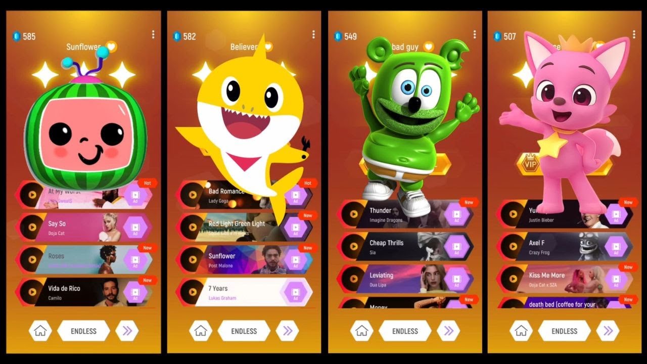 Cocomelon - Baby Sahrk - Gummy Bear - Pinkfong Tiles Hop EDM Rush ...