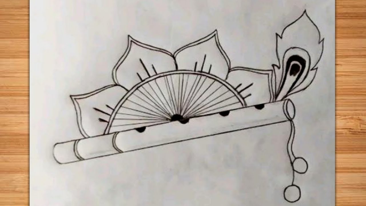 How to draw flute of krishna [2023] bansuri drawing // simple drawing ...