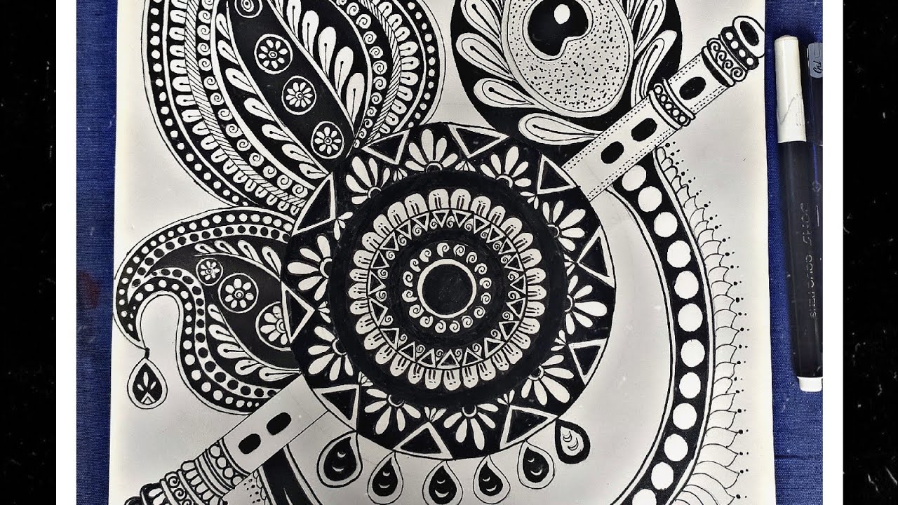 Unique Mandala Design 😍 || Krishna ji Basuri and morpankh Mandala Art 😍 ...