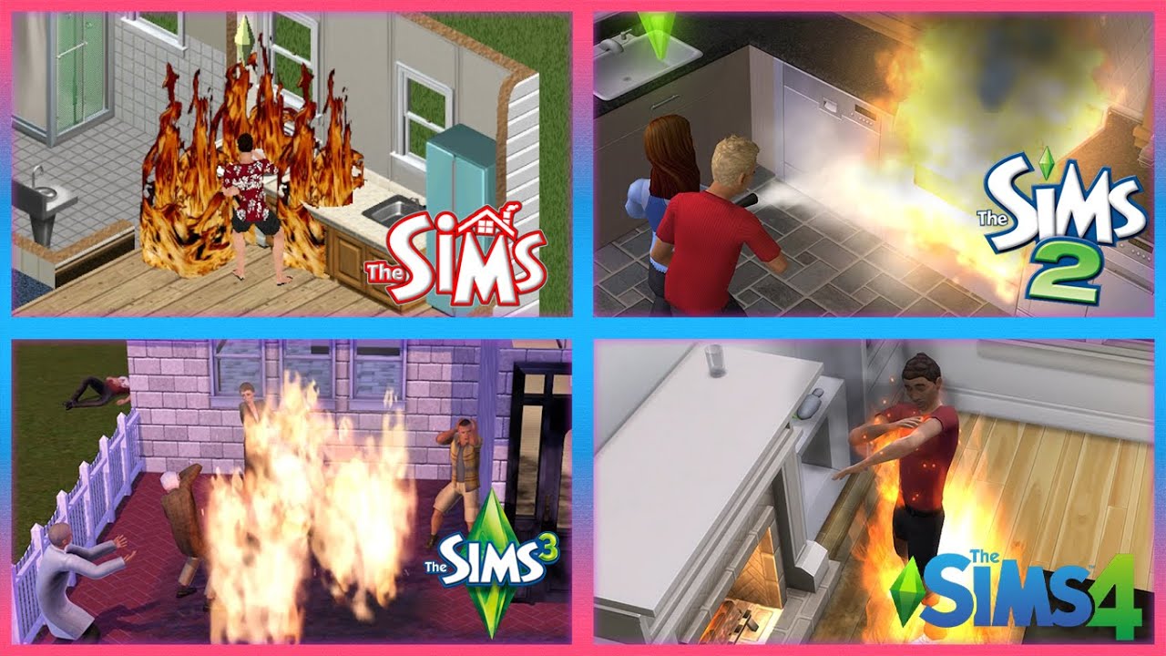 Comparing Fire in The Sims (Sims 1 v Sims 2 v Sims 3 v Sims 4) - YouTube