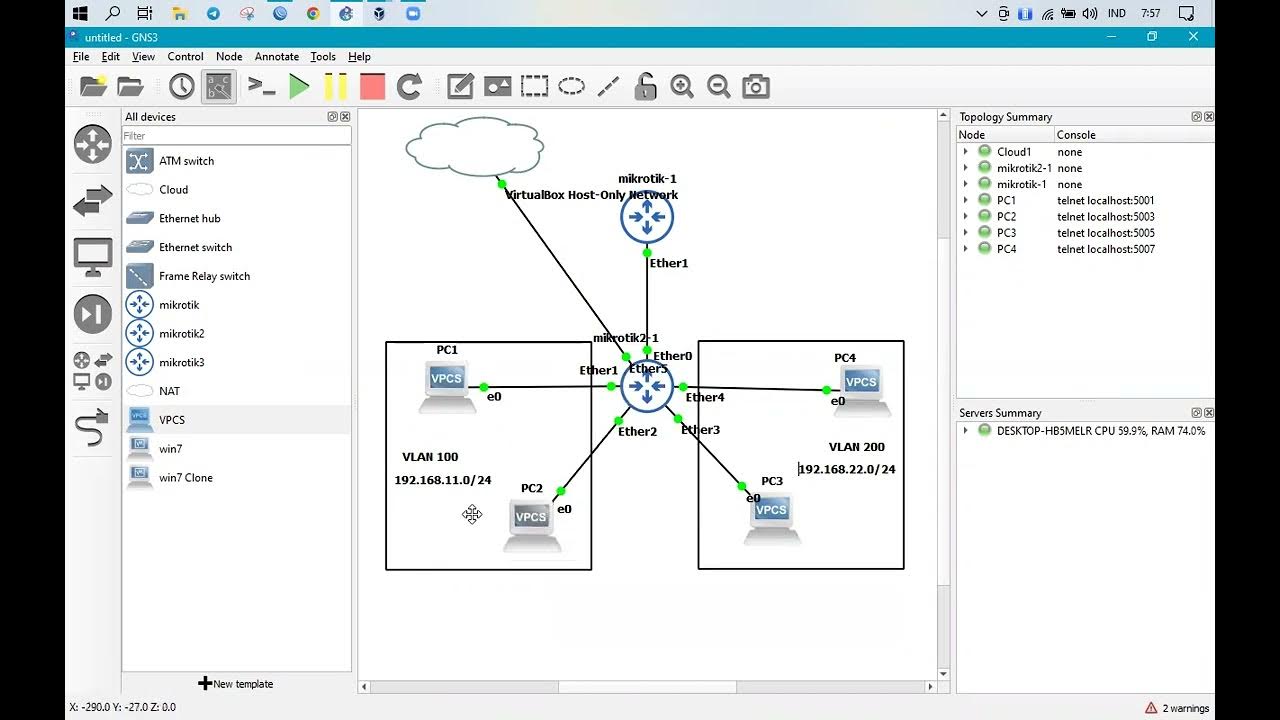 Konfigurasi VLAN di Mikrotik GNS3 - YouTube