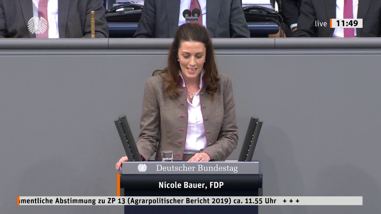 Nicole Bauer, MdB (FDP) – Agrarpolitscher Bericht - YouTube