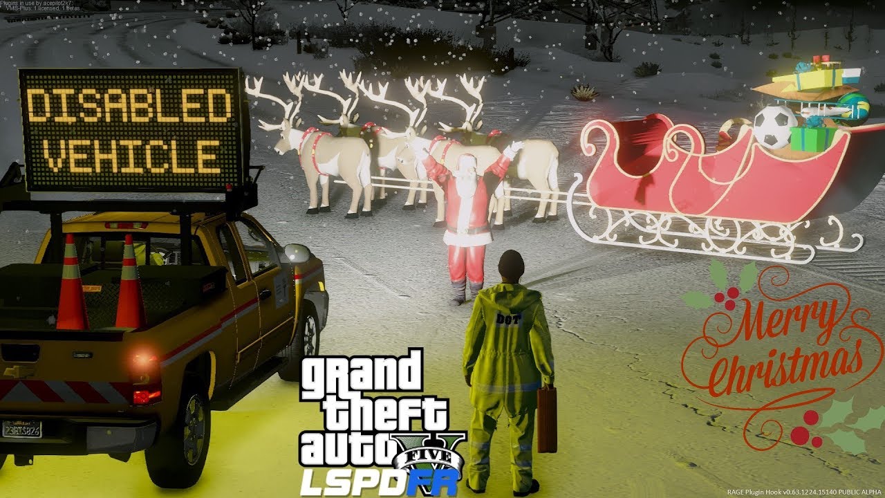 GTA 5 Santa Claus Mod Roadside Assistance Message Board Truck Fixing ...