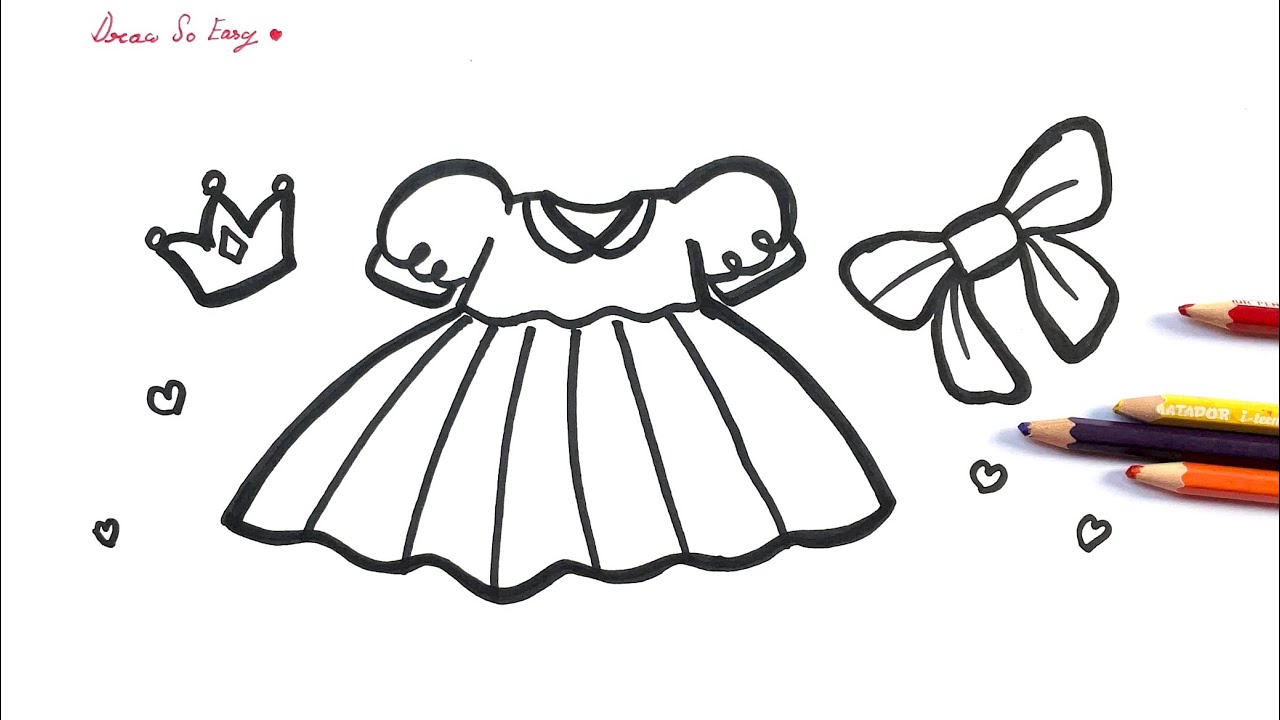 Beautiful Frock Drawing and Coloring for Kids and Toddlers | Girls ...