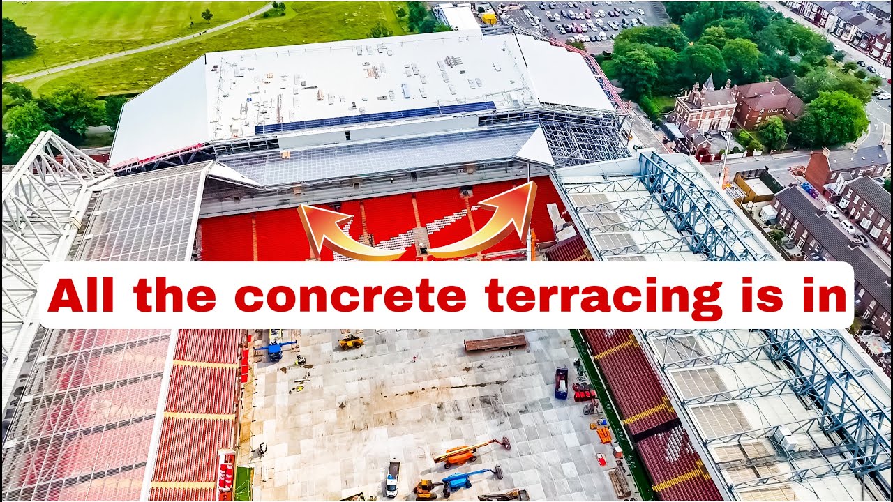 All the concrete terracing is in at Liverpool F.C’s Anfield Road ...
