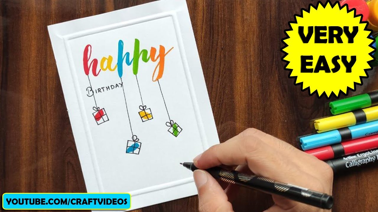 BIRTHDAY CARD DRAWING EASY PART 5 - YouTube