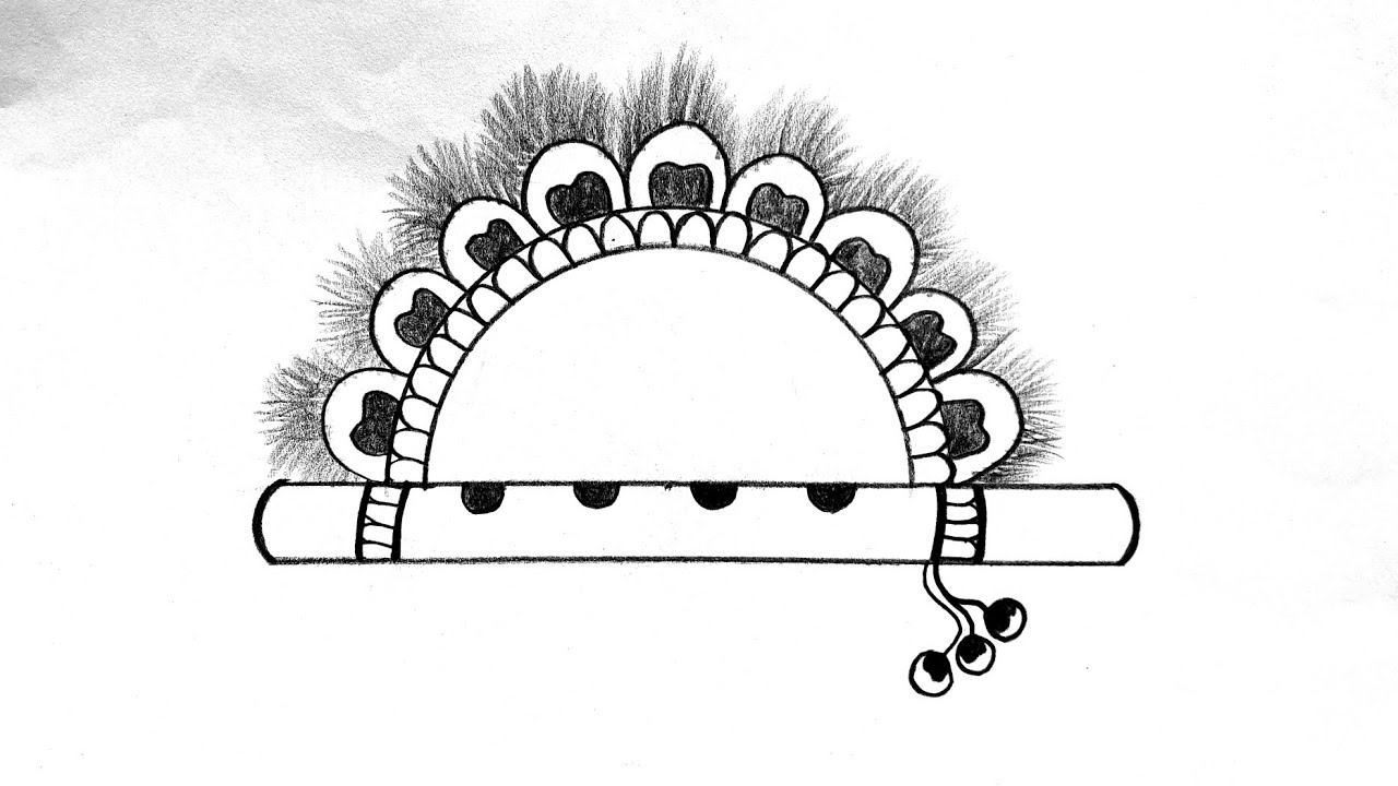 Best Bansuri Drawing || How To Draw Flute of Krishna || Bansuri Drawing ...
