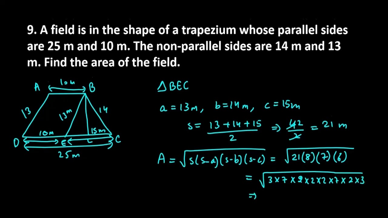9. A field is in the shape of trapezium whose parallel sides are 25m ...