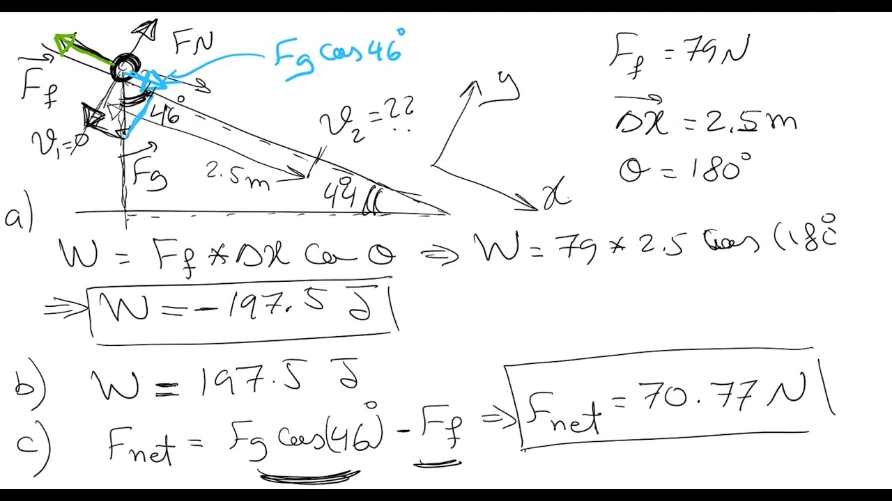 More Conservation of Energy Solved Problems, Friction, and Power - YouTube