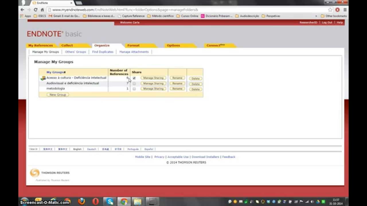 Tutorial Endnote Web 07 | Partilha de Referências - YouTube