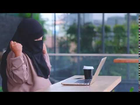 Muslim Woman with Full Face Hijab Works with A Laptop   Free HD Video Clips & Stock Video Footage at
