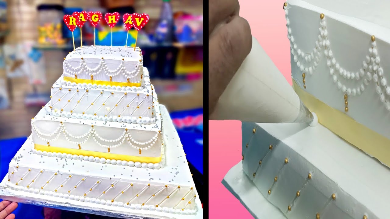 What It Takes To Make A Wedding Cake || Wedding Cake design || 4 Tier ...